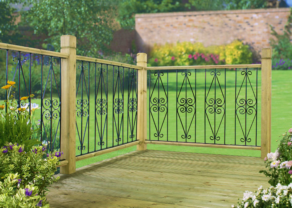 Ascot Metal Deck Decking Infill Fence Panel (Black) - Burbage Iron Craft