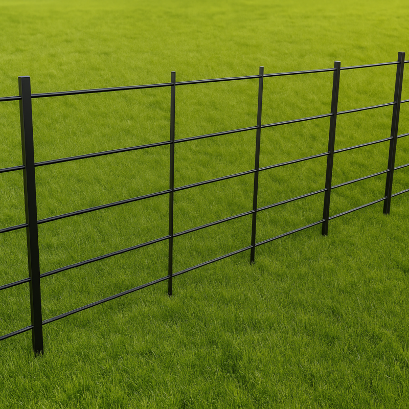 5 Bar Metal Estate Farm Style Fence Panel - Burbage Iron Craft